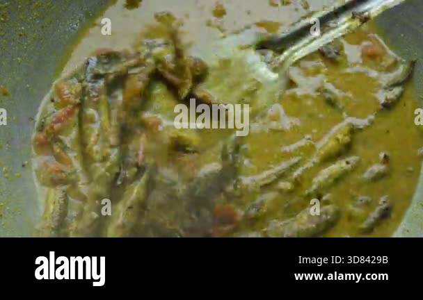 Small Snakehead or Channa orientalis fish curry. Traditional Asian fish ...