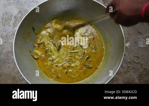 Small Snakehead or Channa orientalis fish curry. Traditional Asian fish ...