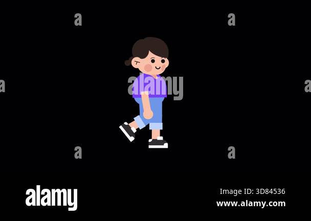 Young Girl walking loop animated, Modern flat design cartoon style for ...