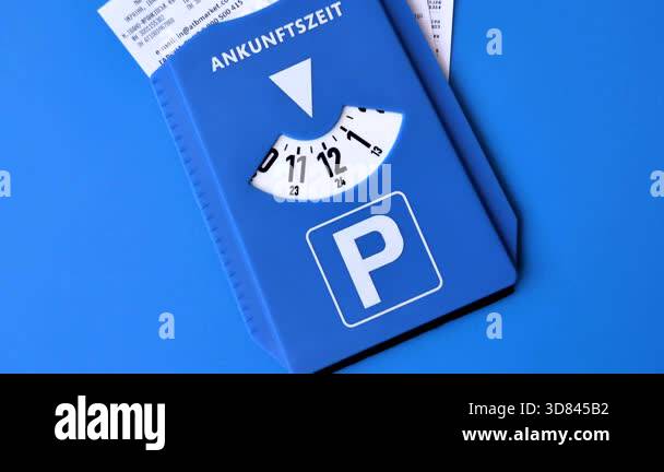 A parking disc, permit, or ticket for measuring time and paying ...
