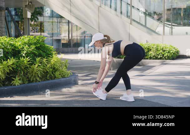 Young woman athlete performs exercise yoga sport routine, promoting ...