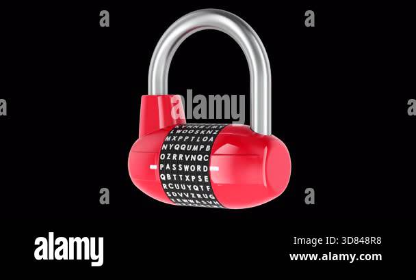 Combination padlock rotation animation seamlessly loopable. 3D ...