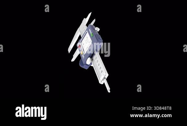 Digital caliper rotation animation seamlessly loopable. 3D rendering ...