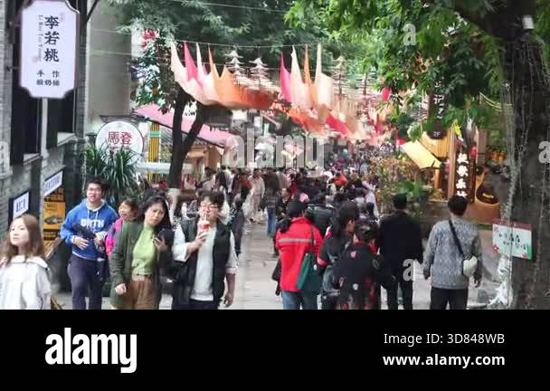 Chongqing, China- 3 Nov 2025: Tourists visit Shibati or Eighteen Stairs ...