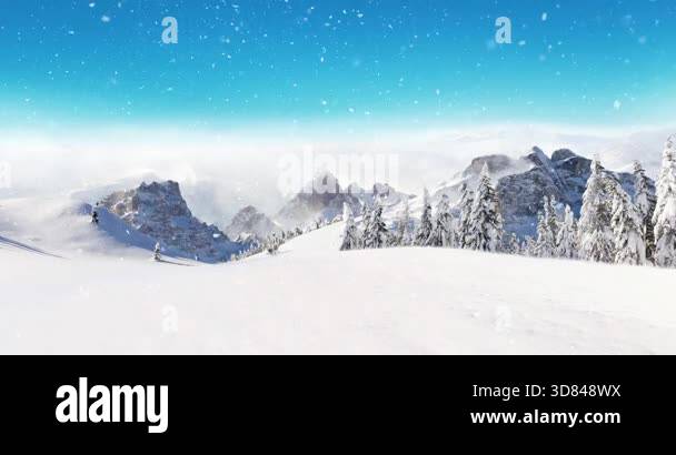 Snowflakes gently falling in slow motion create an atmospheric winter ...