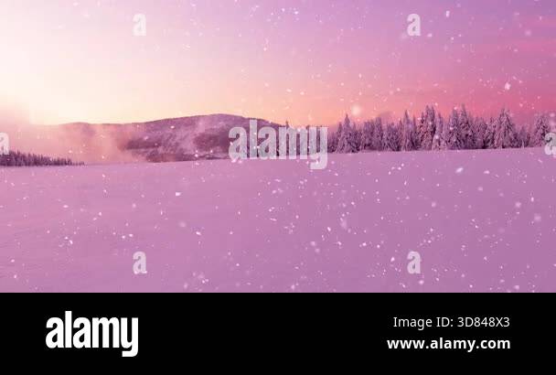 Snowflakes gently falling in slow motion create a peaceful and ...
