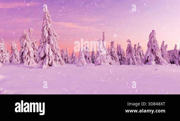 Snowflakes gently falling in slow motion create a peaceful and ...