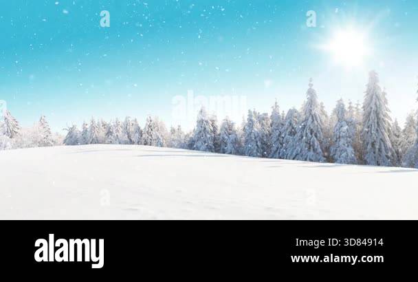 Snowflakes gently falling in slow motion create a peaceful and ...