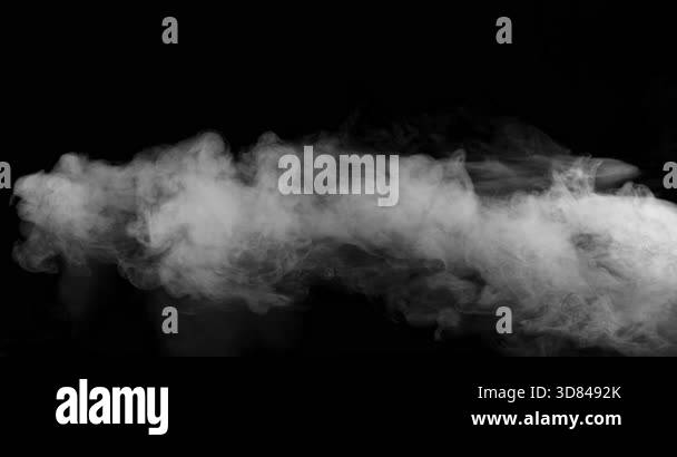 Super Slow Motion of White Surface Smoke Texture Isolated on Black ...