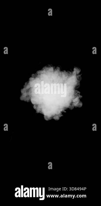 Super Slow Motion of White Rounded Smoke Texture Isolated on Black ...