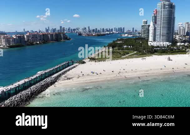 Miami Beach Skyline At Miami Beach In Florida United States. Scenic ...