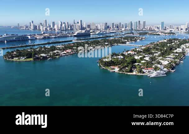 Miami Skyline At Miami In Florida United States. Beach Landscape. Bay ...