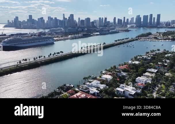 Miami Skyline At Miami In Florida United States. Beach Landscape. Bay ...