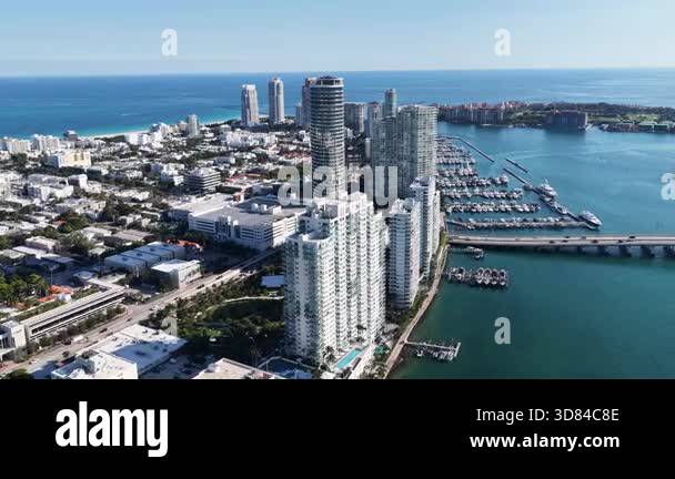 Miami Beach Skyline At Miami Beach In Florida United States. Urban ...