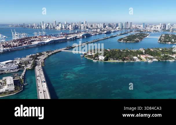 Miami Skyline At Miami In Florida United States. Beach Landscape. Bay ...
