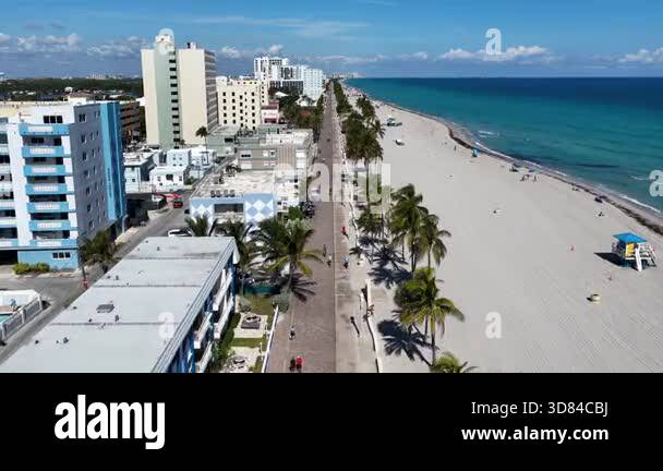 Broadwalk At Hollywood Beach In Florida United States. Scenic Highrise ...