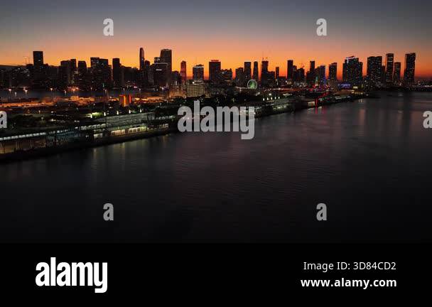 Sunset City At Miami In Florida United States. Sunset City. Illuminated ...