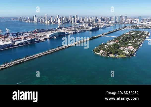 Miami Beach Skyline At Miami Beach In Florida United States. Seascape ...