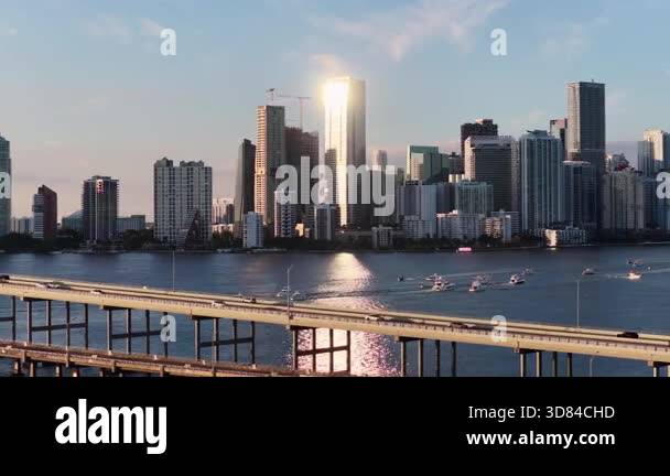 Miami Skyline At Miami In Florida United States. Beach Landscape. Bay ...