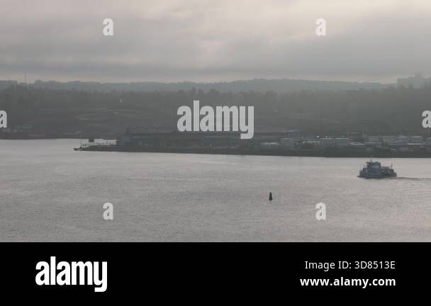 Stockholm, Sweden A winter skyline view over the Frihamnen district or ...