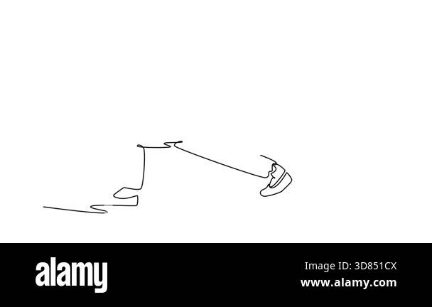 Self drawing animation single line draw woman Wushu athlete poised in ...