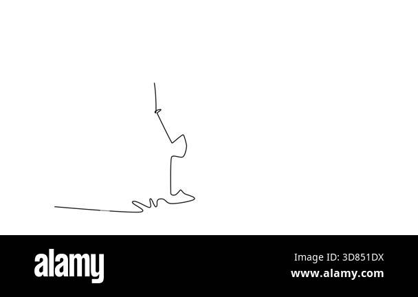 Animated self drawing of continuous line draw young man soccer ...