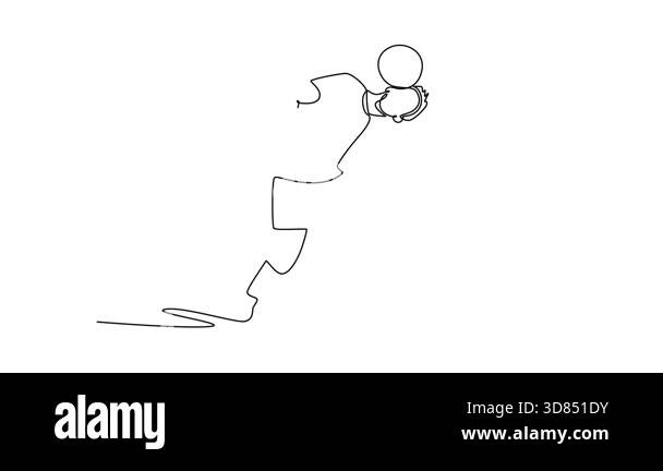 Animated self drawing of continuous line draw young man soccer ...