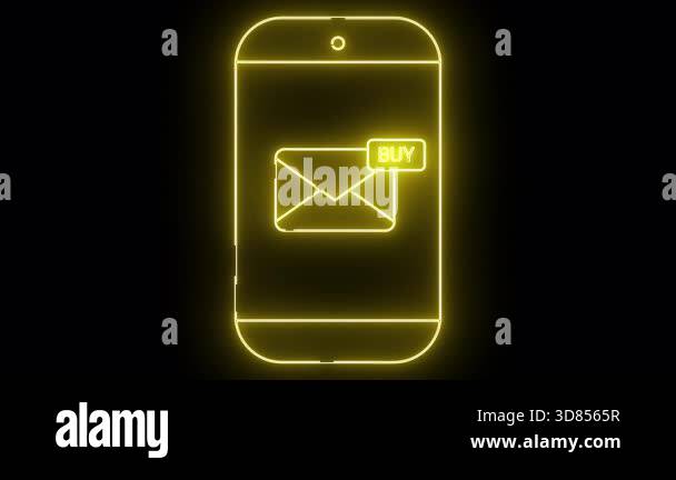 Yellow outline of a smartphone displaying an email notification labeled ...