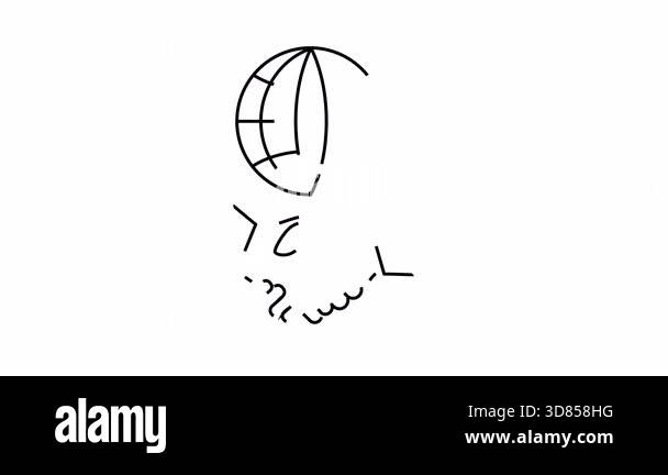 Outline drawing Globe above clasped hands Stock Video Footage - Alamy