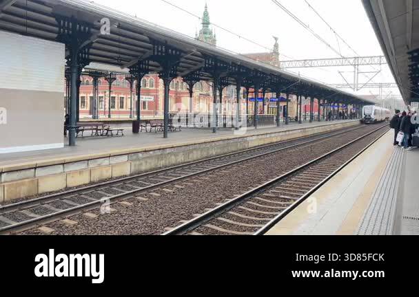 Polish PKP passenger trains entering and exiting Gdansk Glowny main ...