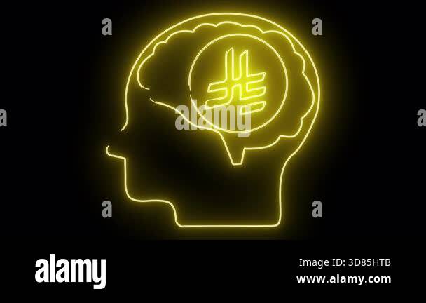 Neon yellow human head outline Brain depicted with logo inside all ...
