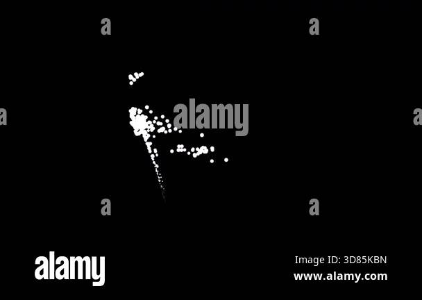 Abstract animated white particles forming a dynamic swirl on a black ...