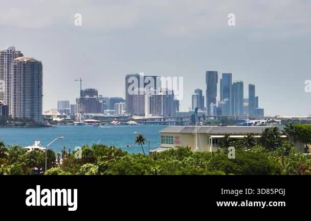 Aerial view of downtown office district of Miami Brickell in Florida ...