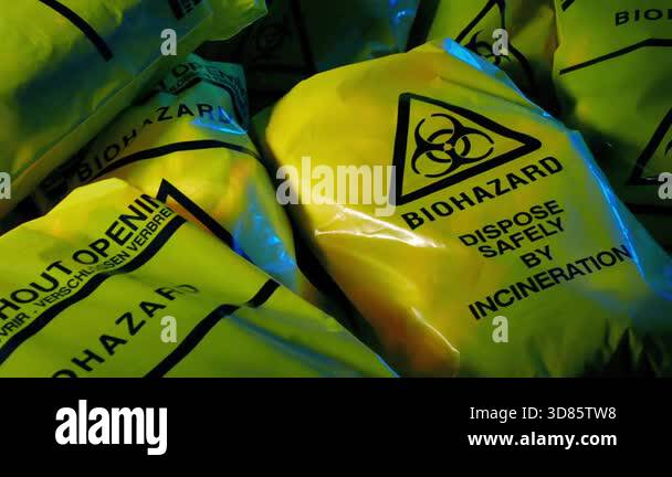 Bio-Hazard Toxic Biological Waste Packets Stock Video Footage - Alamy