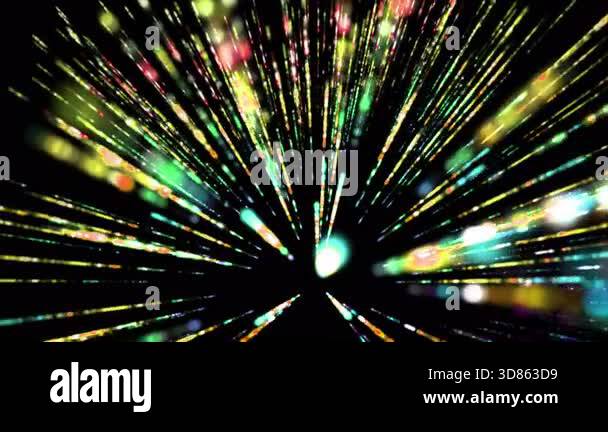 Futuristic video animation with glowing stripe objects in slow motion ...