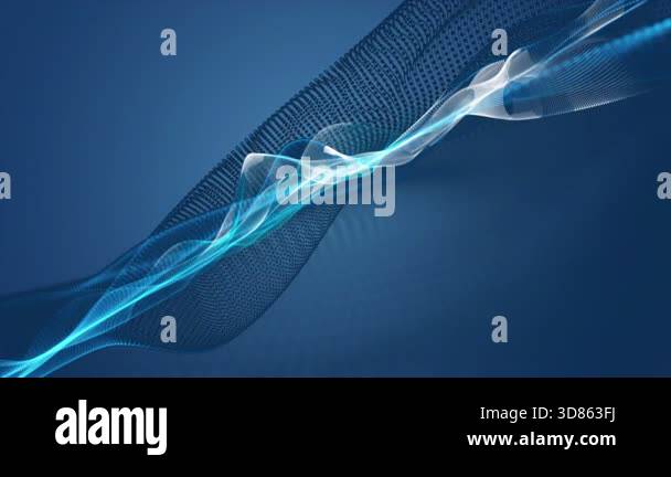 Fantastic video animation with particle wave object in slow motion ...