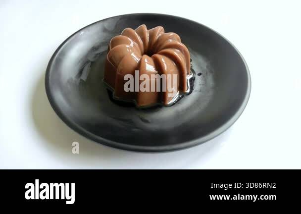 Chocolate Pudding Dessert Dish on a Black Plate Food Stylish ...