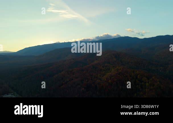 Drone view of the Smoky Mountains , travel, nature, tourism, Tennessee ...