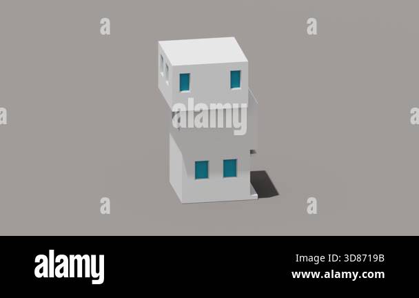 A small modern house, Minimal isometric building isolated on background ...