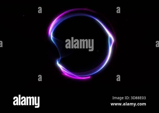 Seamless neon orb loop with flowing purple and blue glowing trails ...