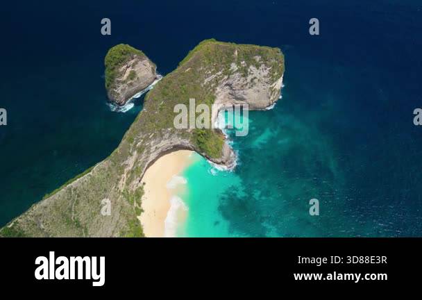 High-quality aerial footage of Kelingking Beach on Nusa Penida near ...