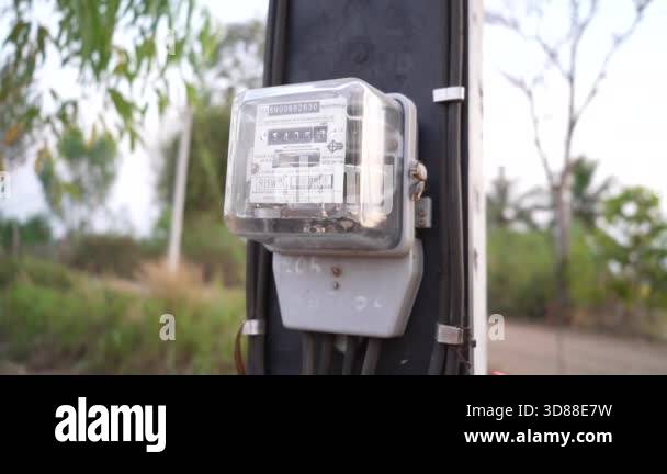Electric Power Meter and Home Transformer Box on Residential Utility ...
