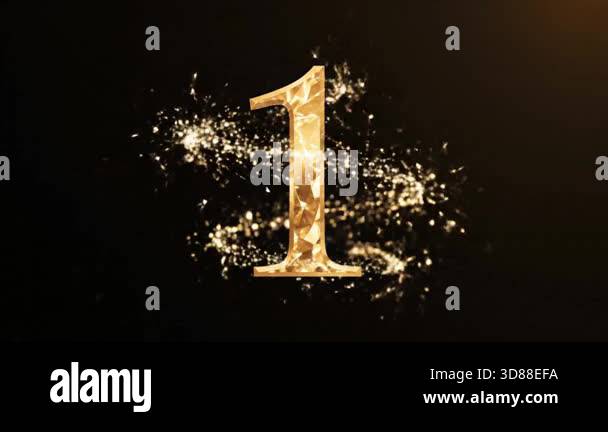 Number 1 Greeting Text Animation with Sparkling Particles 4K Loopable ...