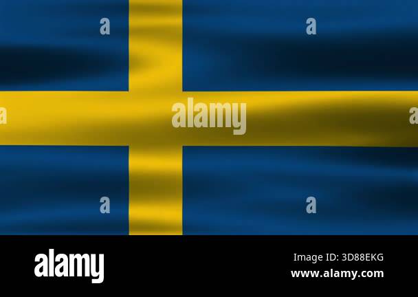 Waving Sweden Flag Loop Animation. Realistic Flag Motion with Smooth ...