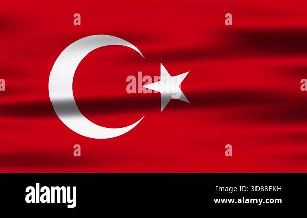 Waving Turkey Flag Loop Animation. Realistic Flag Motion with Smooth ...