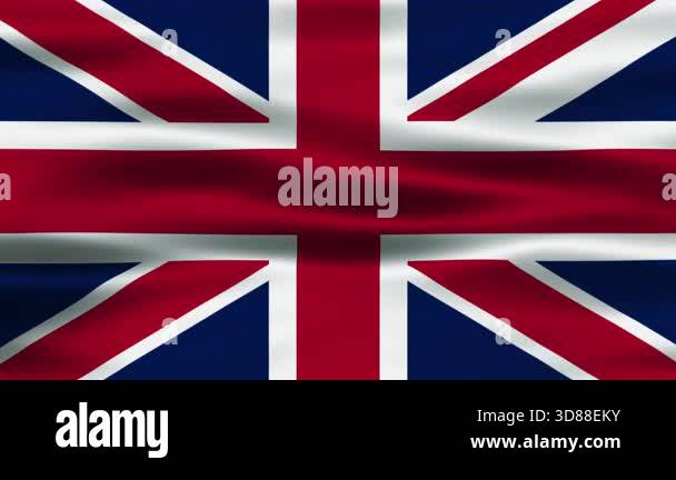 Waving UK Flag Loop Animation. Realistic Flag Motion with Smooth Wind ...