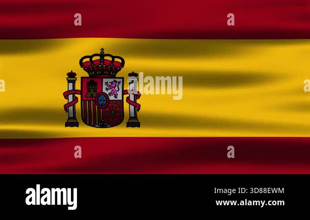 Waving Spanish Flag Loop Animation. Realistic Flag Motion with Smooth ...