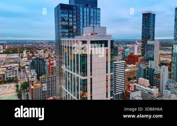 New York, USA, 8 August 2025: Drone footage around the high-rise ...