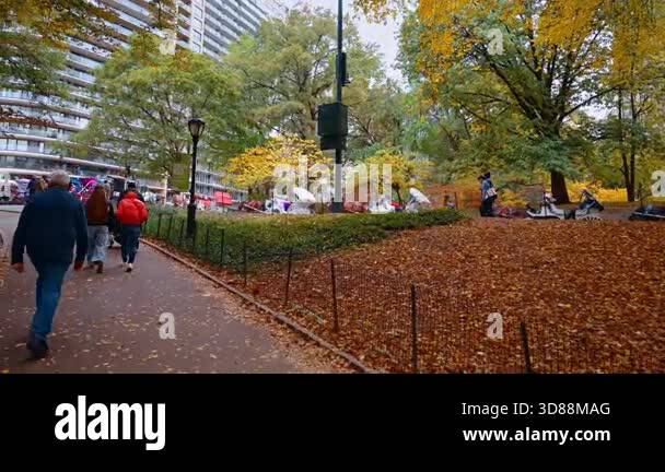 New York, USA, 8 October 2025: Pedestrians Walking Near Central Park ...