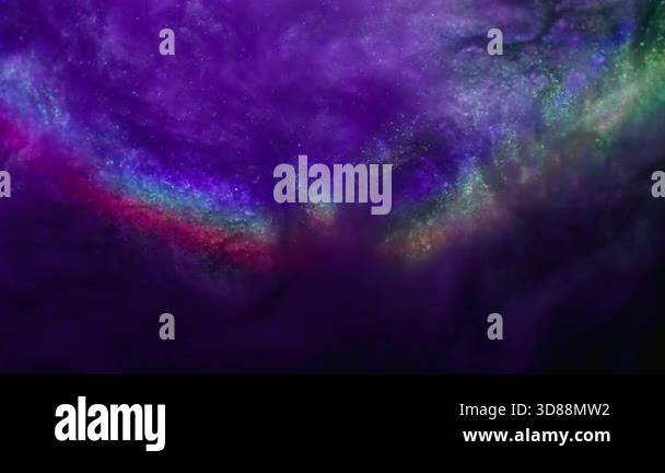 Shimmering flow. Shiny fluid. Purple violet sparkling spreading on ...